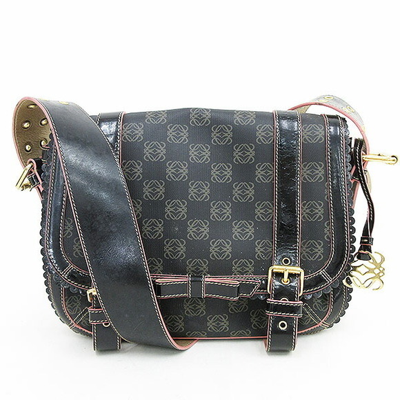 Loewe | Bags | Loewe Logogram Messenger Bag Black Pink | Poshmark